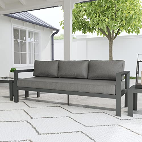 homestyles Grayton Outdoor Aluminum Sofa, Gray