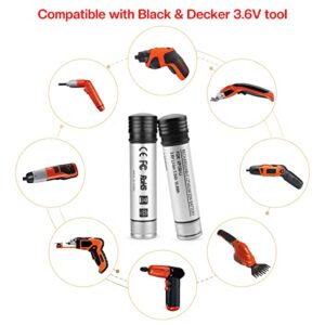 Energup 2Pack Li-ion Replacement 3.6V Battery for Black Decker Versapak VP100 VP100C VP105 VP105C VP110 VP110C VP143 for Black Decker 3.6V Versapak Batteries, with a 2Port Black Decker 3.6V Charger