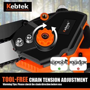 Kebtek 8 Inch Mini Chainsaw Cordless, Electric Chainsaw with Brushless Motor, 21V Portable Battery Chainsaw Hand Held Chain Saw for Tree Trimming Branch Wood Cutting