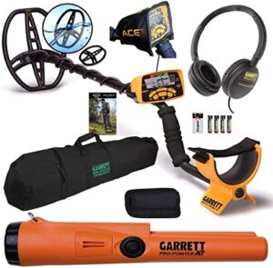 garrett ace 400 metal detector with waterproof coil pro-pointer at and carry bag