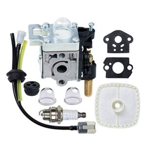 hoodell srm-210 gt-200r carburetor kit for echo srm-230 hc-150 pe-200 ppf-210 pas-230 carb rebuild, with spark plug primer bulb air filter for weed eater, string hedge trimmer, edger