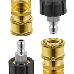 FIXFANS Pressure Washer Adapter Sets, M22 14mm to 1/4'' Quick Connect Fittings kits, Quick Connect Gun to Hose (2 x 2, 2 Pack)