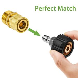 FIXFANS Pressure Washer Adapter Sets, M22 14mm to 1/4'' Quick Connect Fittings kits, Quick Connect Gun to Hose (2 x 2, 2 Pack)