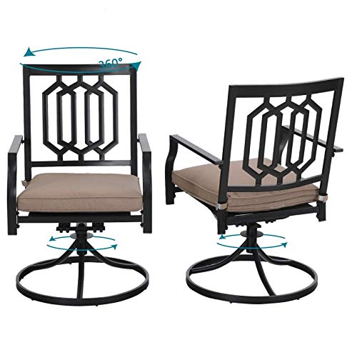 MFSTUDIO Outdoor Swivel Chairs Set of 2, Iron Metal Patio Dining Chairs with Cushion,Furniture Sets for Garden Backyard Rocker Chairs…