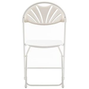 BTEXPERT White Plastic Folding Steel Frame Commercial High Capacity Event Chair Lightweight Wedding Party Set of 2