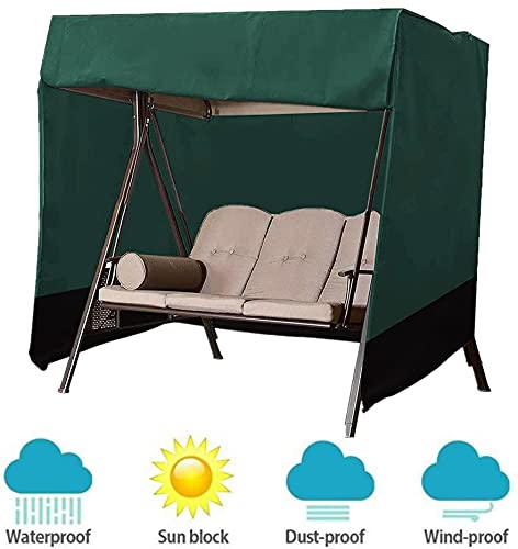 Swing Cover 3 Seater Outdoor Swing Covers for Outdoor Furniture Patio Swing Cover Durable Hammock Outdoor Swing Glider Cover 87x49x67 inches All Weather Protection (Green)