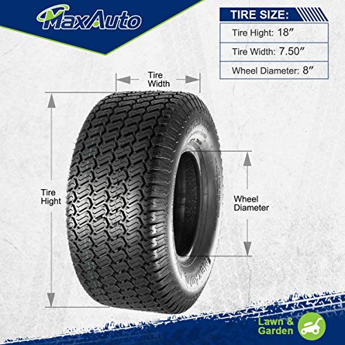 MaxAuto 18X7.50-8 18x7.5x8 Turf Saver Lawn Mower Tire 4PR, Set of 2