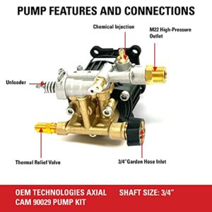 OEM Technologies 90029 Replacement Pressure Washer Pump Kit, 3400 PSI, 2.5 GPM, 3/4" Shaft, Includes Hardware and Siphon Tube, for Residential and Industrial Gas Powered Machines