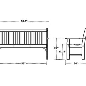 POLYWOOD GNB60MA Vineyard 60" Bench, Mahogany