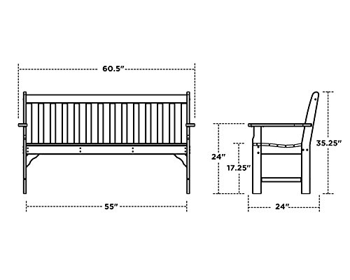 POLYWOOD GNB60MA Vineyard 60" Bench, Mahogany