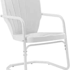 Crosley Furniture CO1031-WH Ridgeland Retro Metal Chair, White Gloss, Set of 2