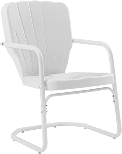 Crosley Furniture CO1031-WH Ridgeland Retro Metal Chair, White Gloss, Set of 2