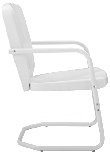 Crosley Furniture CO1031-WH Ridgeland Retro Metal Chair, White Gloss, Set of 2