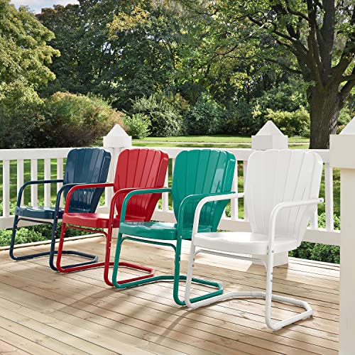 Crosley Furniture CO1031-WH Ridgeland Retro Metal Chair, White Gloss, Set of 2