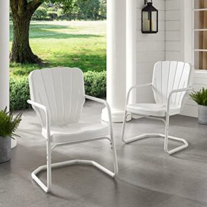 Crosley Furniture CO1031-WH Ridgeland Retro Metal Chair, White Gloss, Set of 2