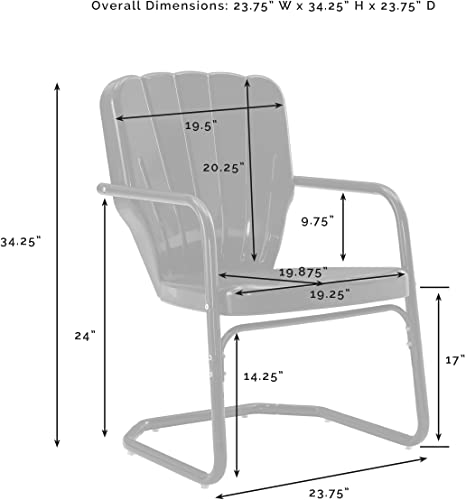 Crosley Furniture CO1031-WH Ridgeland Retro Metal Chair, White Gloss, Set of 2