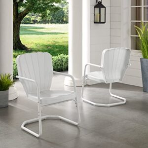 Crosley Furniture CO1031-WH Ridgeland Retro Metal Chair, White Gloss, Set of 2