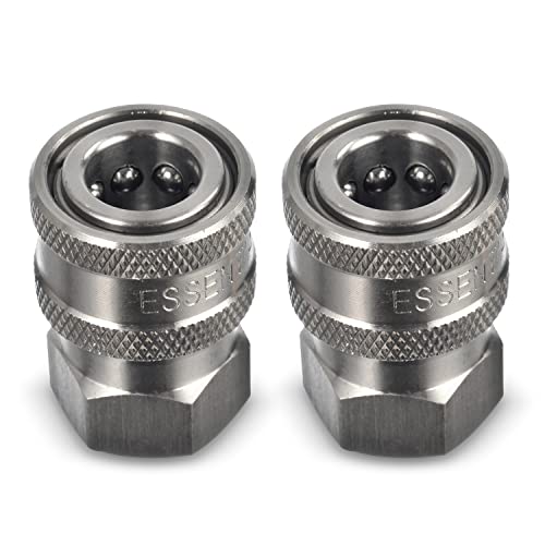 1/4 Quick Connect Fittings by ESSENTIAL WASHER - Set of 2 – 1/4 Inch Female Stainless Steel Pressure Washer Quick Connect Fittings - Quality Pressure Washer Quick Connect Kit 2-Pack