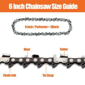 6 Inch Mini Chainsaw Chain Replacement, 4 Pcs Chains for Cordless Electric Portable Chainsaw, Durable Carbon Steel Saw Chains for Pruning Shears and Wood Cutting