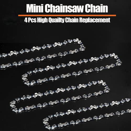 6 Inch Mini Chainsaw Chain Replacement, 4 Pcs Chains for Cordless Electric Portable Chainsaw, Durable Carbon Steel Saw Chains for Pruning Shears and Wood Cutting