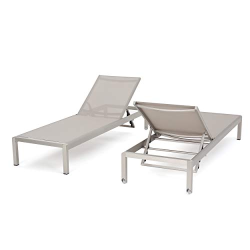 Christopher Knight Home 300495 Crested Bay Outdoor Aluminum Chaise Lounge Chair | Set of 4 | in Grey