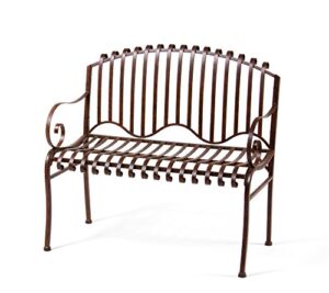 deer park ironworks 020034 be116 solera bench, 38″ l x 21″ d x 36″ h, natural patina powdercoat