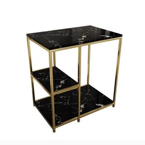 liruxun marble living room tea cabinet corner several light mobile small tea table sofa side several cabinets tea side table boil (color : gold+black, size : 60 * 40 * 65)