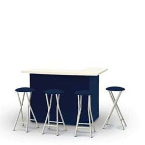 Best of Times 2002W1314 Portable Bar & Matching Bar Stools, One Size, Navy Blue