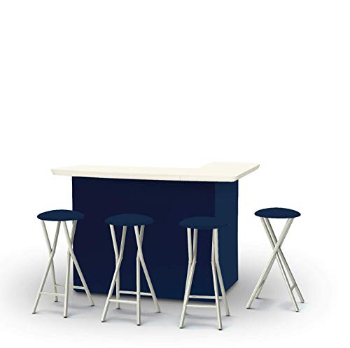 Best of Times 2002W1314 Portable Bar & Matching Bar Stools, One Size, Navy Blue