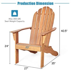 Tangkula Adirondack Chair, Acacia Wood Adirondack Lounger Chair, Outdoor Armchairs with Slatted Seating, Weather Resistant, for Patio Deck Lawn Backyard, Garden Adirondack Furniture (2, Natural)