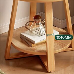 LIRUXUN Small Round Small Sofa Small Side Table Wooden Bedroom Mini Bedside Table Rack Balcony Small Coffee Table