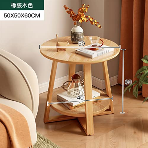 LIRUXUN Small Round Small Sofa Small Side Table Wooden Bedroom Mini Bedside Table Rack Balcony Small Coffee Table