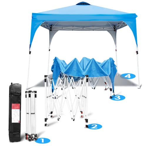 Canopy Tent 10x10FT, Anti-UV Sun Shade Canopy Tent, Easy Set-up Canopy for Camping, Parties, Garden, Backyard, Wheel Carrying Bag