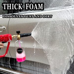 Raincovo Foam Cannon with 1/4 Inch Quick Connector, Transparent Bottle, Snow Foam Lance with 5 Pressure Washer Nozzle Tips