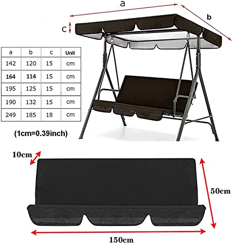 Waterproof Patio Replacement Cover Swing Canopy Lawn Garden Seater Sun Shade Set, Canopy Cover for 2/3-Seater-Swing is Made Up of 210D Oxford Cloth for Outdoor 22.6.17