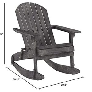 Christopher Knight Home Malibu Outdoor Acacia Wood Adirondack Rocking Chairs, 2-Pcs Set, Dark Grey