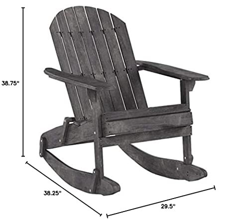 Christopher Knight Home Malibu Outdoor Acacia Wood Adirondack Rocking Chairs, 2-Pcs Set, Dark Grey