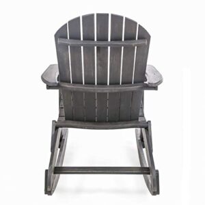 Christopher Knight Home Malibu Outdoor Acacia Wood Adirondack Rocking Chairs, 2-Pcs Set, Dark Grey