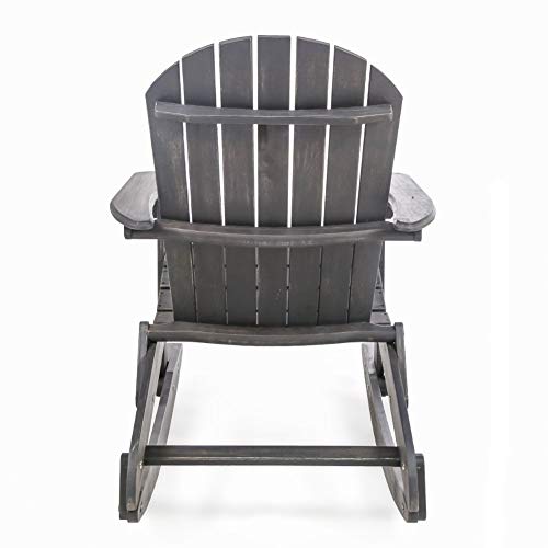 Christopher Knight Home Malibu Outdoor Acacia Wood Adirondack Rocking Chairs, 2-Pcs Set, Dark Grey