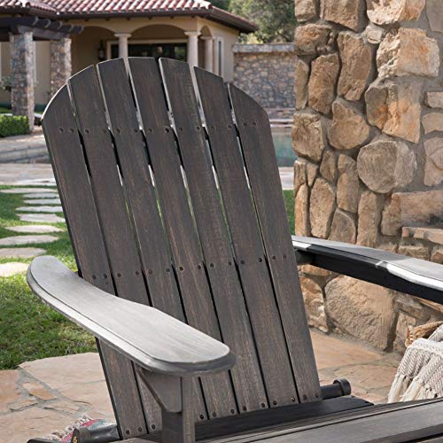 Christopher Knight Home Malibu Outdoor Acacia Wood Adirondack Rocking Chairs, 2-Pcs Set, Dark Grey