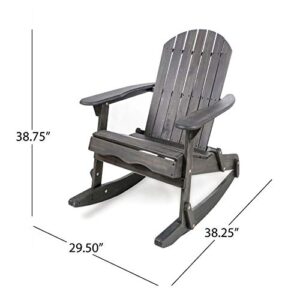 Christopher Knight Home Malibu Outdoor Acacia Wood Adirondack Rocking Chairs, 2-Pcs Set, Dark Grey