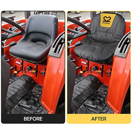 Riding Lawn Mower Seat Cover, Heavy Duty 600D Polyester Oxford Tractor Seat Cover with Padded Cushion Surface, Durable Waterproof Seat Cover Fits Craftsman,Cub Cadet,Kubota Lawn Mower Tractor