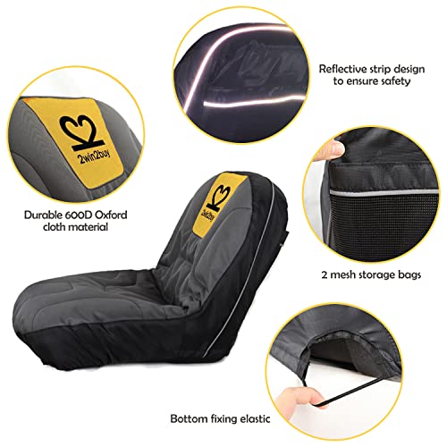 Riding Lawn Mower Seat Cover, Heavy Duty 600D Polyester Oxford Tractor Seat Cover with Padded Cushion Surface, Durable Waterproof Seat Cover Fits Craftsman,Cub Cadet,Kubota Lawn Mower Tractor