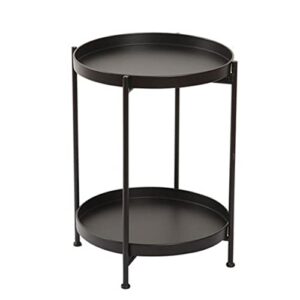 liruxun 2-layer coffee table nordic iron round coffee side table non-slip foot pad removable tray outdoor small table (color : d)