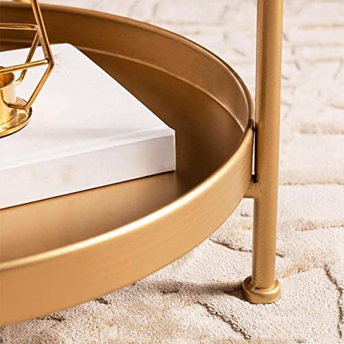 LIRUXUN 2-Layer Coffee Table Nordic Iron Round Coffee Side Table Non-Slip Foot pad Removable Tray Outdoor Small Table (Color : D)