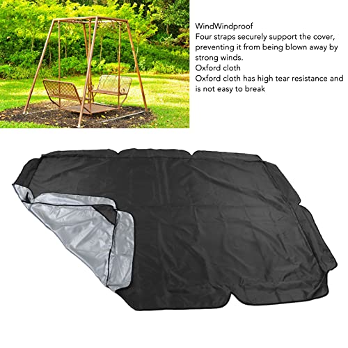 Swing Canopy Replacement, Swing Canopy UV Prevention Silver Coated Waterproof 600D Oxford Cloth for Balcony Black