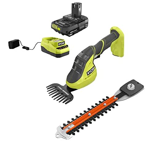 RYOBI ONE+ 18V Cordless Grass Shear and Shrubber Trimmer with 2.0 Ah Battery and Charger