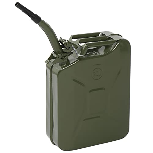 Winado 20L 5 Gallon Metal Gas Can Fuel Tank Can Petrol Diesel Storage Can Portable with Spout System, for Automobile Motor Vehicle Off Road Emergency Supply, Green