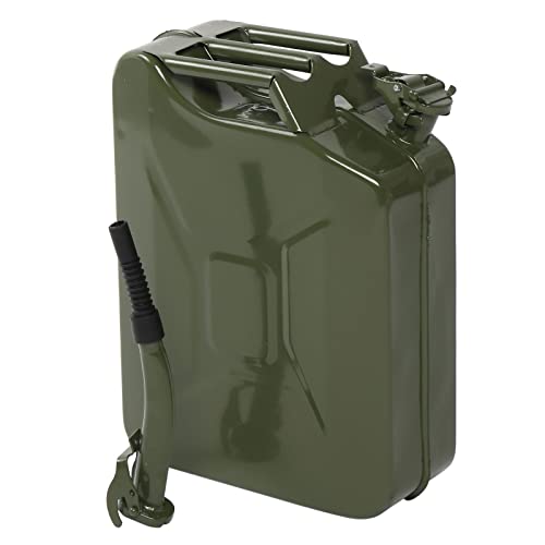 Winado 20L 5 Gallon Metal Gas Can Fuel Tank Can Petrol Diesel Storage Can Portable with Spout System, for Automobile Motor Vehicle Off Road Emergency Supply, Green