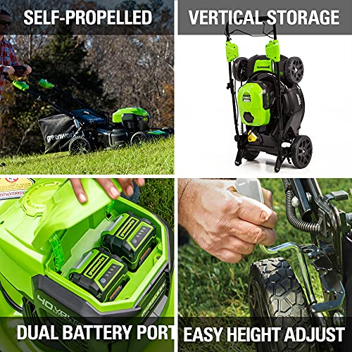 Greenworks 40V Brushless Self-Propelled Lawn Mower, 21-Inch Electric Lawn Mower, 5.0Ah Battery and Charger Included